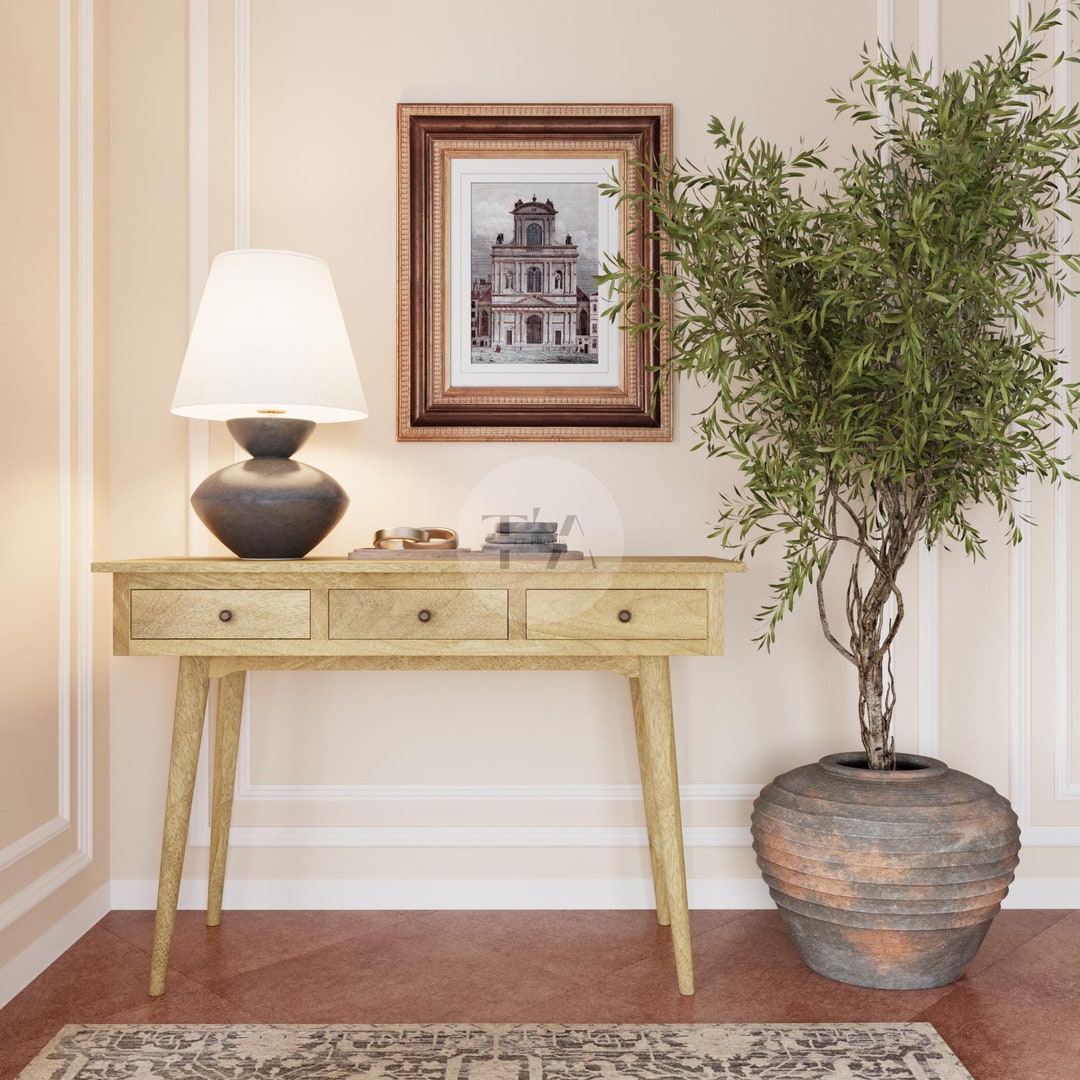 Large Wooden Console Table • French Dressing Table With Drawers • 3 ...