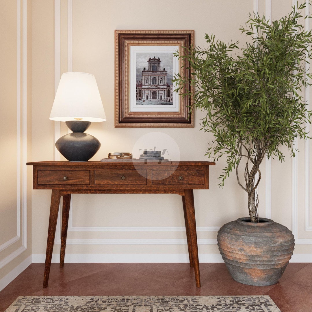 Desk Dressing Table Combination • Long Desk Rustic • Nordic Writing ...