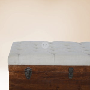 Upholstered Blanket Box Bench Rustic Storage Bench With Cushion Wooden ...