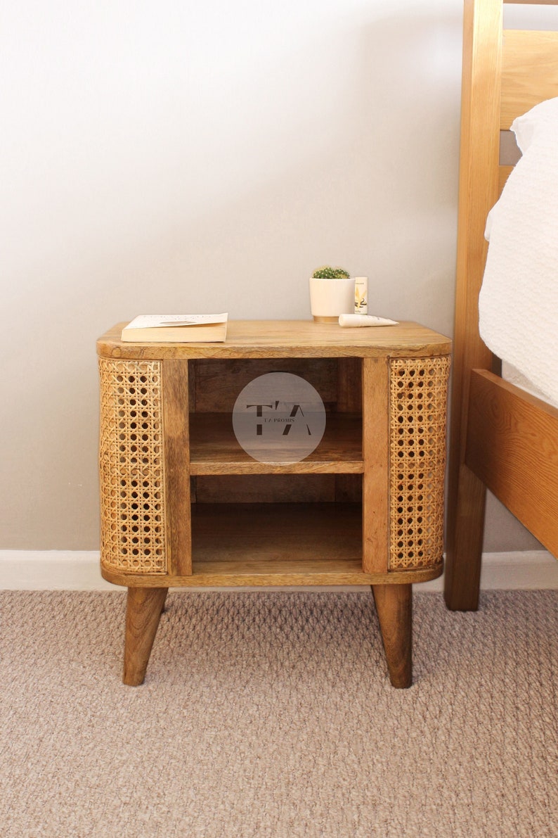 Rattan Bedside Table Boho Bedside Table Rattan Side Table - Etsy
