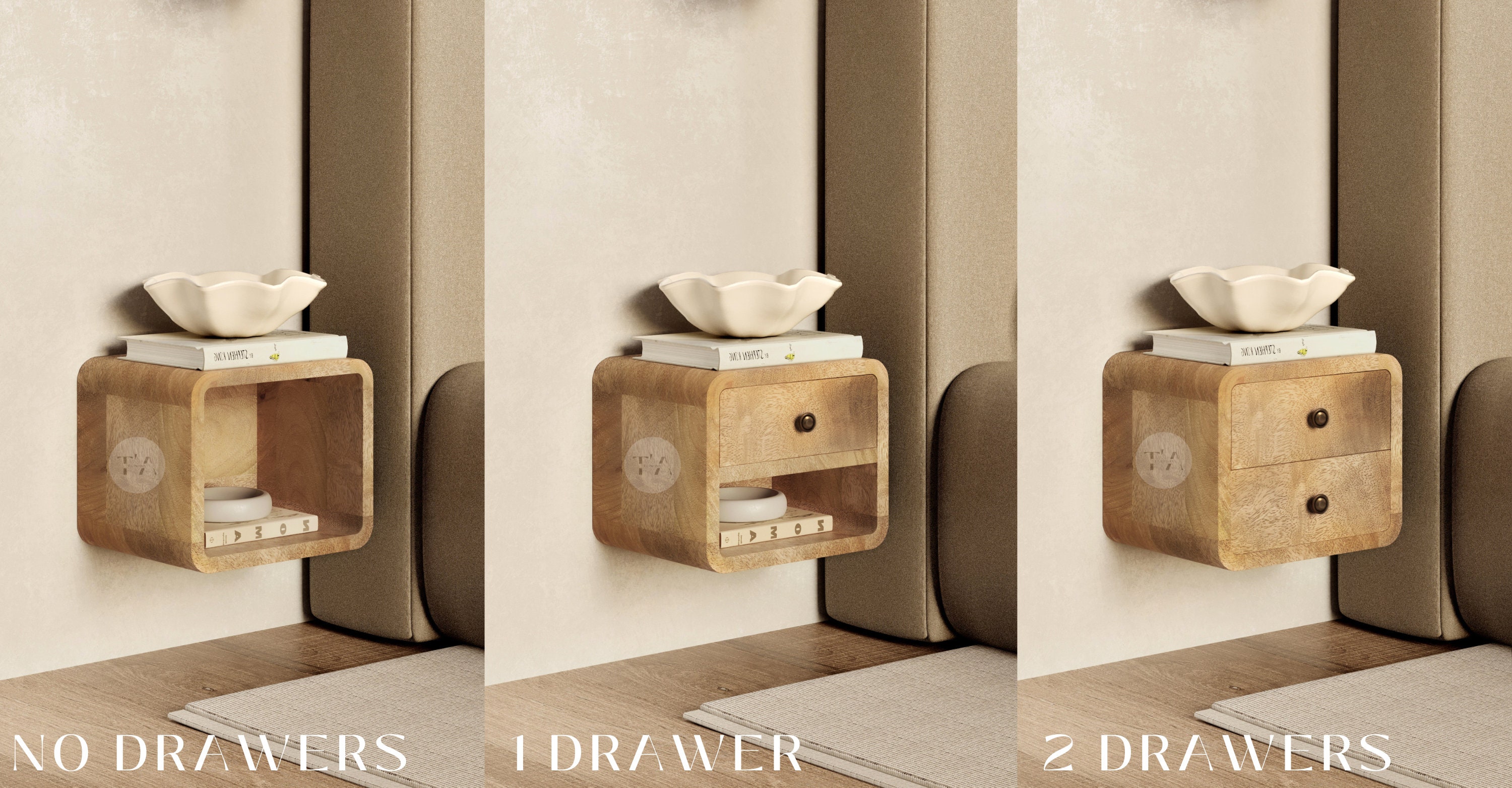Scandinavian Floating Nightstand • Small Wooden Floating Nightstand Oak ...