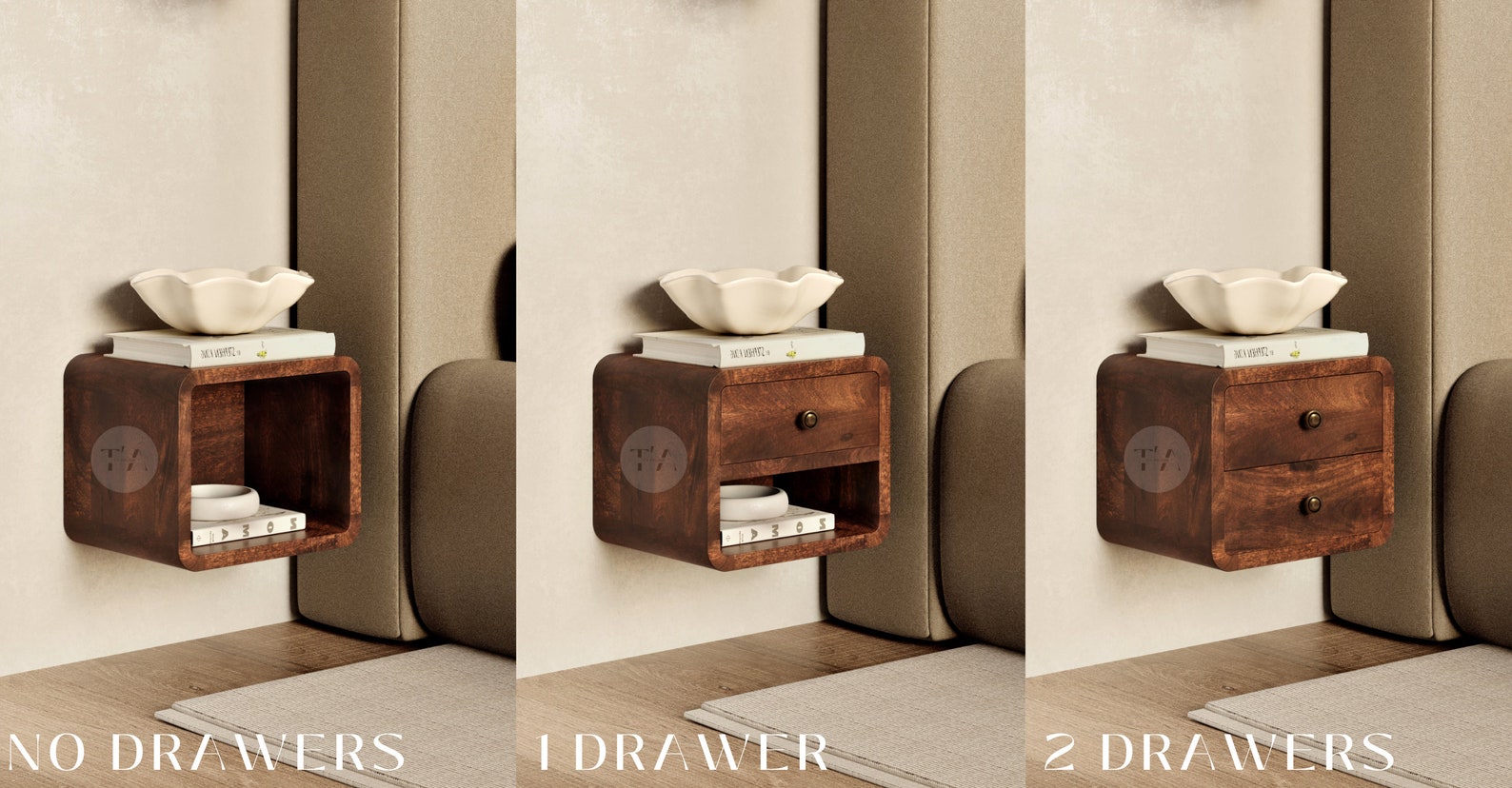 Scandinavian Floating Nightstand • Small Wooden Floating Nightstand Oak ...