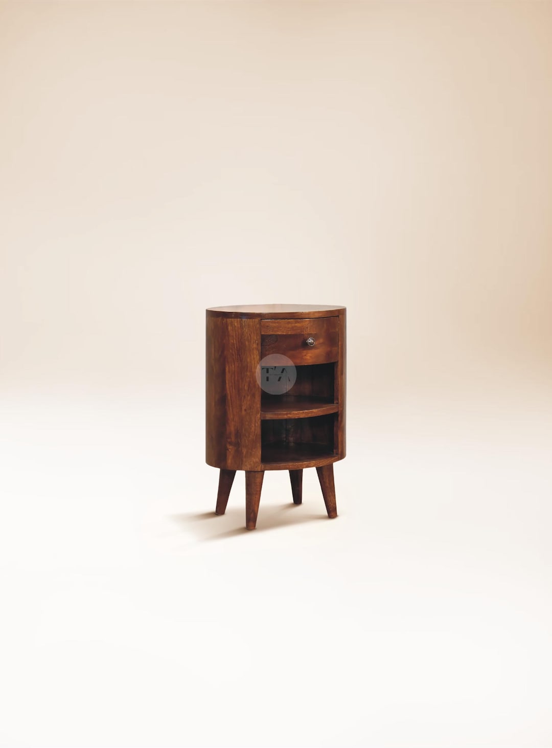 Oval Side Table Bedroom Mid-century Nightstand With One Drawer Oval ...