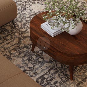Round Coffee Table • Dark Brown Coffee Table Rounded Corner • Curved ...