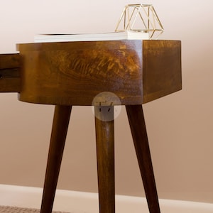 Round Bedside Table With Drawer • Small Round Side End Table Bedroom ...