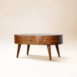 Round Coffee Table Dark Brown Coffee Table Rounded Corner Curved Wooden ...