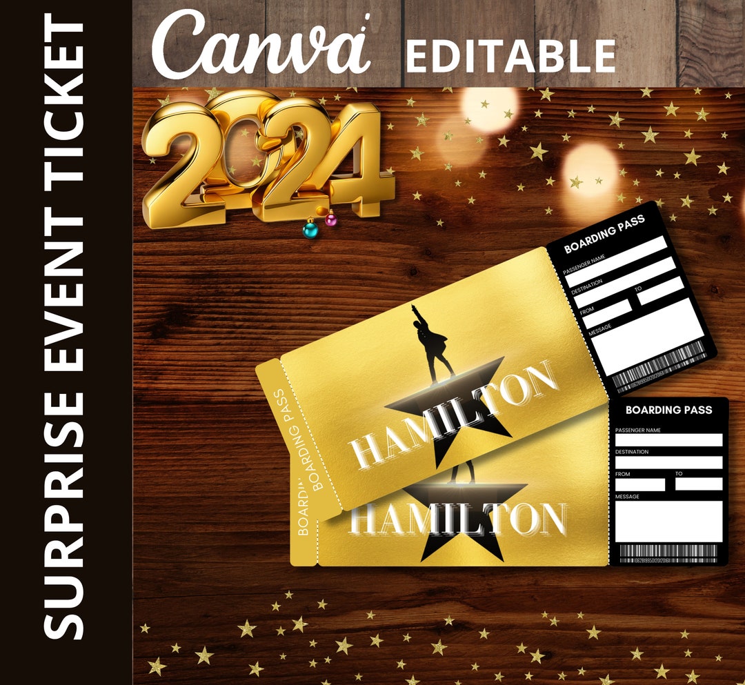 Printable Hamilton Broadway Surprise Ticket, Hamilton the Musical ...