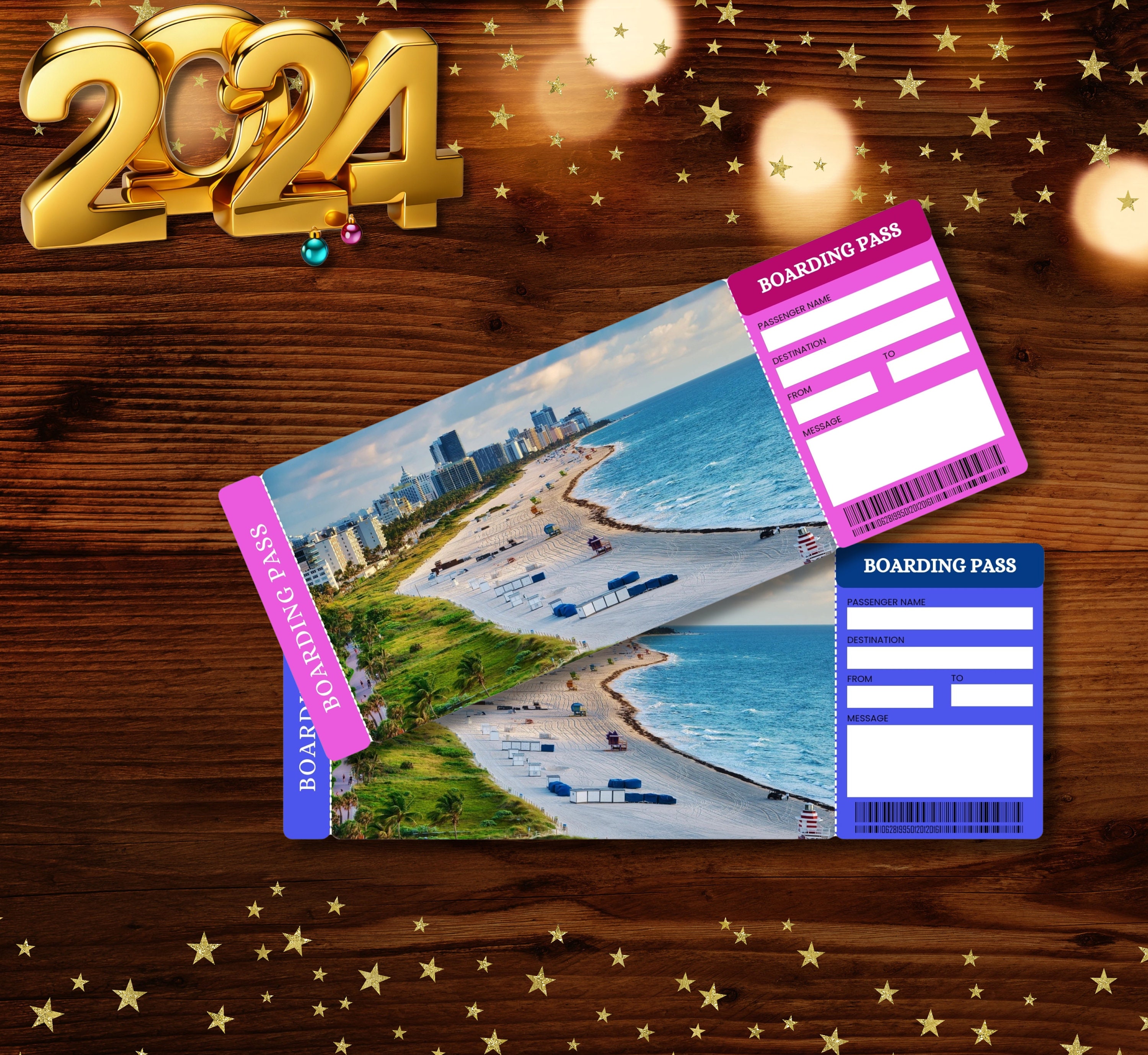 Miami Surprise Trip Gift Ticket, Boarding Pass, Canva Boarding Pass for ...