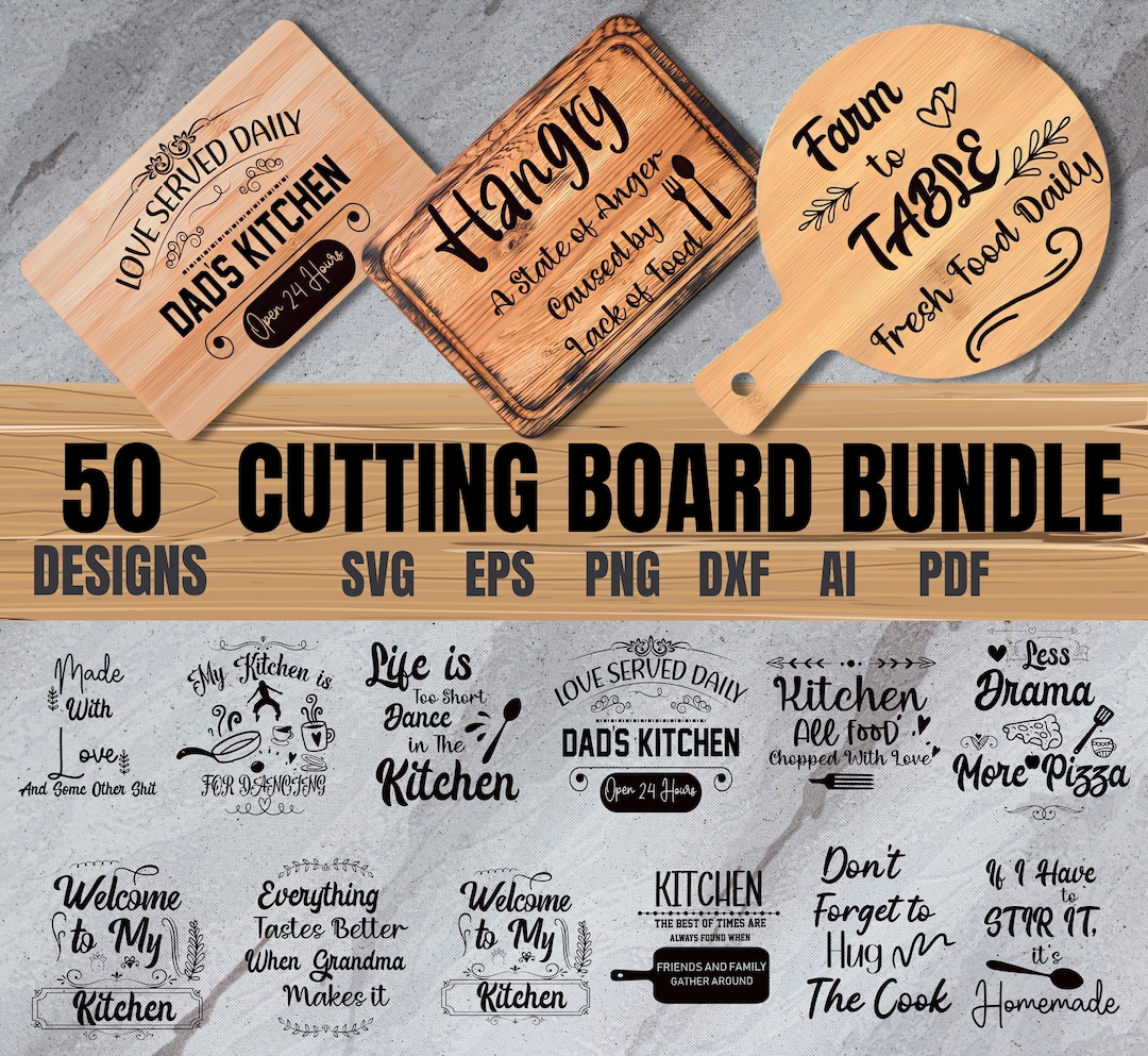 Cutting Board Bundle (svg Png Dxf & Eps) Pot Holder, Kitchen Utensil ...