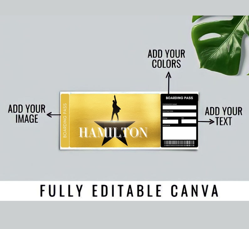 Printable Hamilton Broadway Surprise Ticket, Hamilton the Musical Collectible Theater Ticket ...