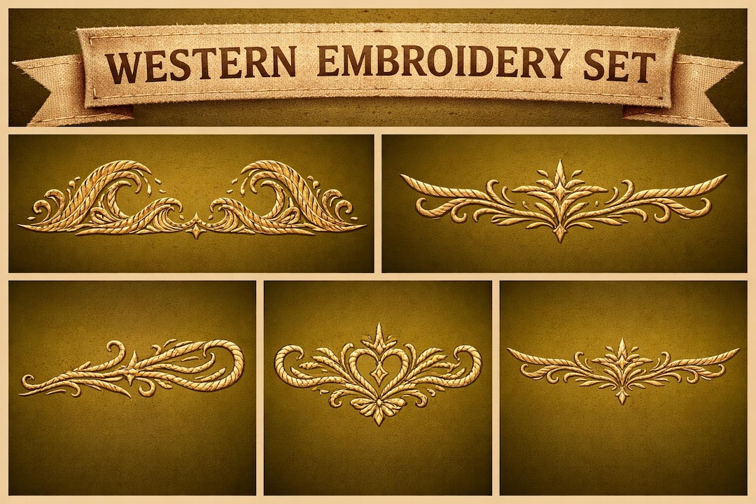 Western Boot Stitch Clipart Bundle | Cowboy Embroidery PNG | Rope ...