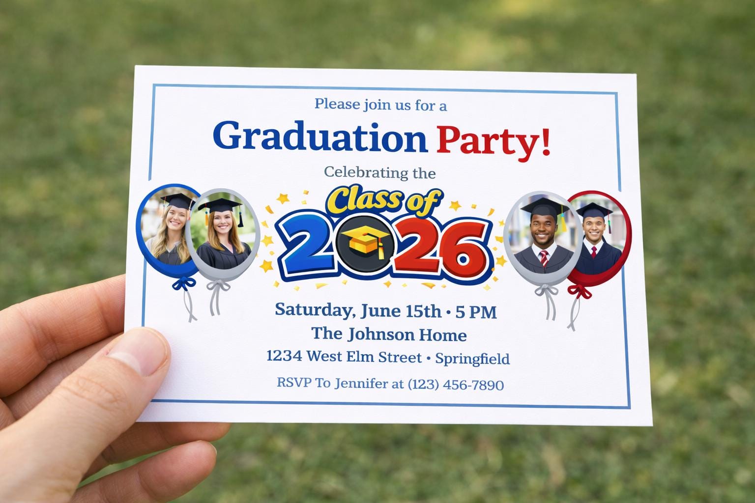 Class of 2026 Graduation PNG Design | Photo Balloons (canva Editable ...