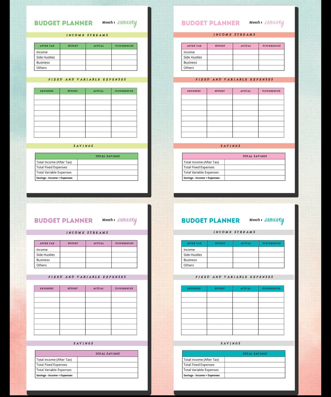 Printable Monthly Budget Planner, Printable Budget Plan Tracker ...