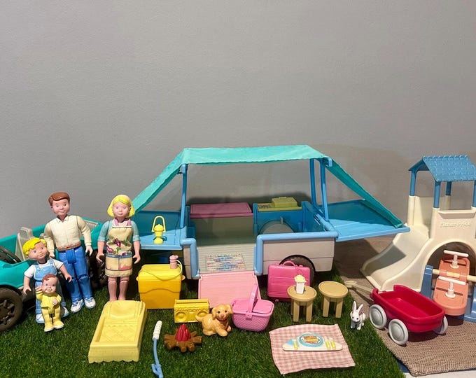 Vintage 1993 Fisher-price Dream Doll House "mini-van"#4631 & Pop up ...