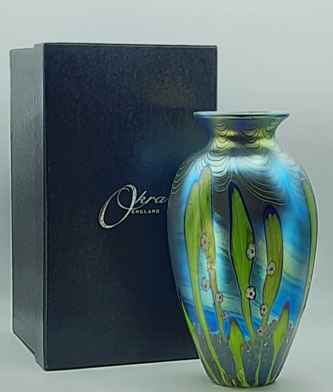 Okra Glass Vase Signed by D. Barras - Etsy