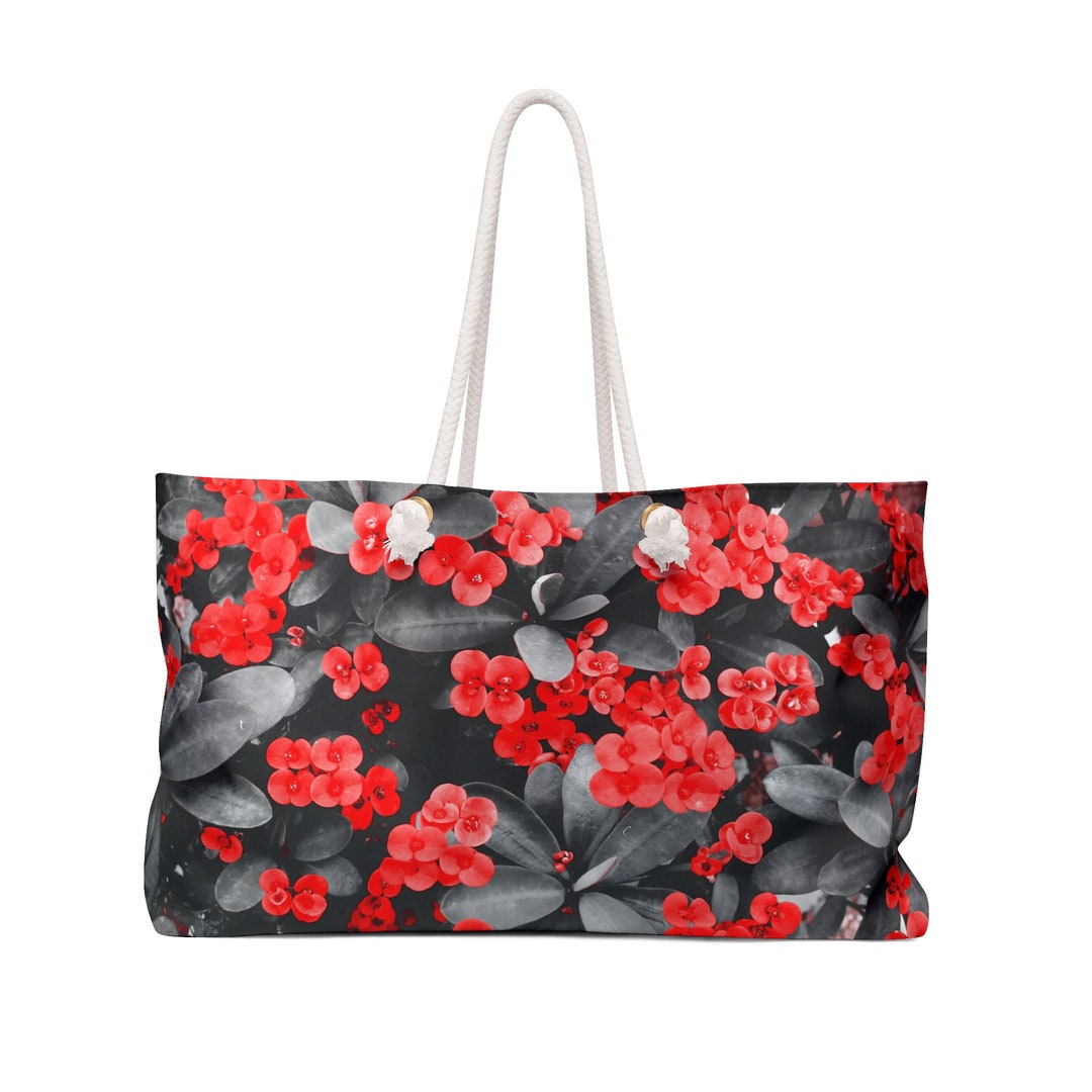 Flowers Weekender Bag, Unique Bag, Beach Bag, Spacious Bag, Cute Tote ...