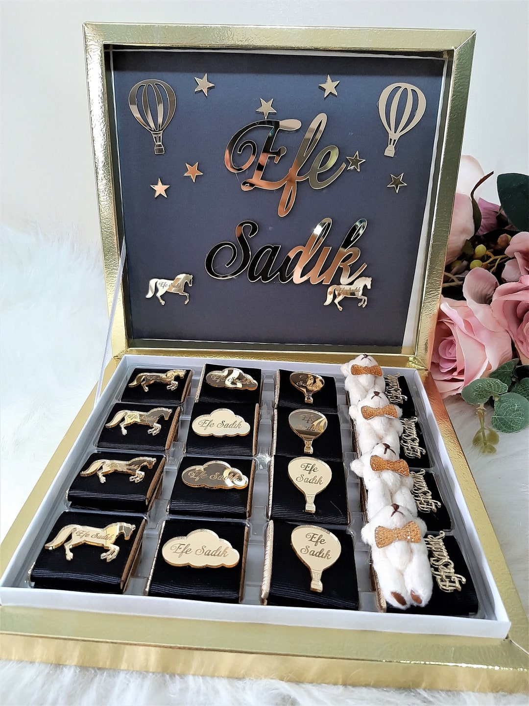 Teddy Bear Chocolate Gift Box, Baby Shower Chocolate Box, Personalized ...