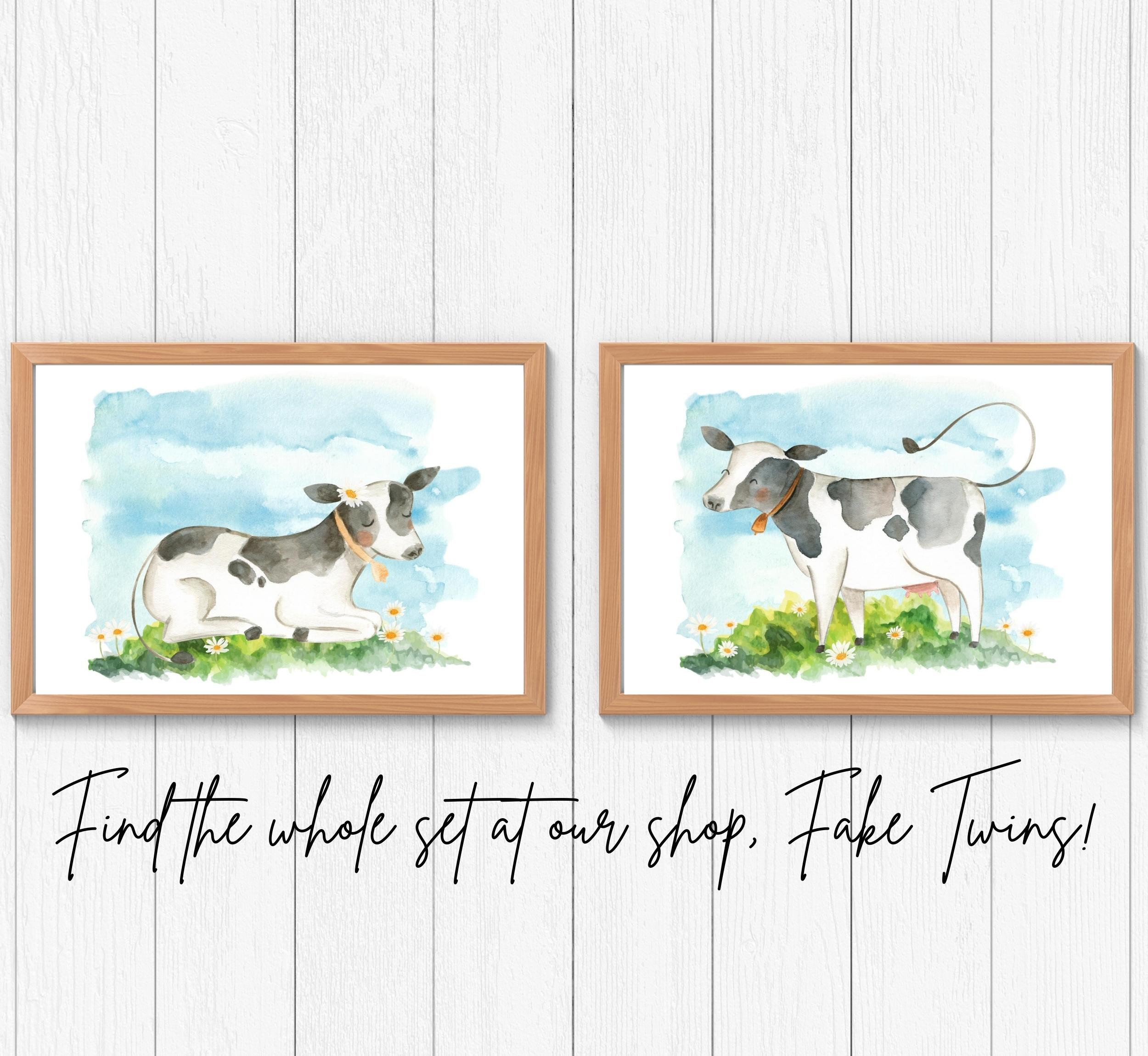 Daisy Cow Watercolor 1, Cow Printable, Daisy Nursery Art, Daisy Cow ...