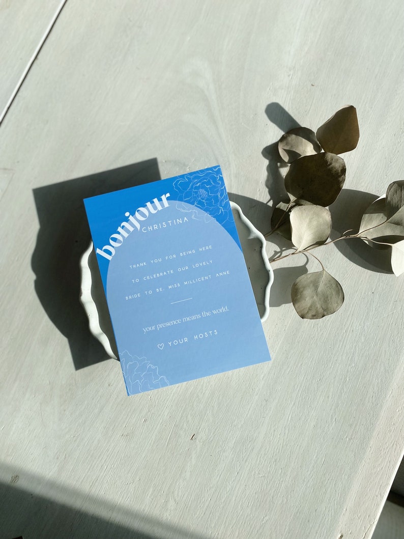 Bonjour Menu Blue Menu Colorful Menu Customizable Editable - Etsy