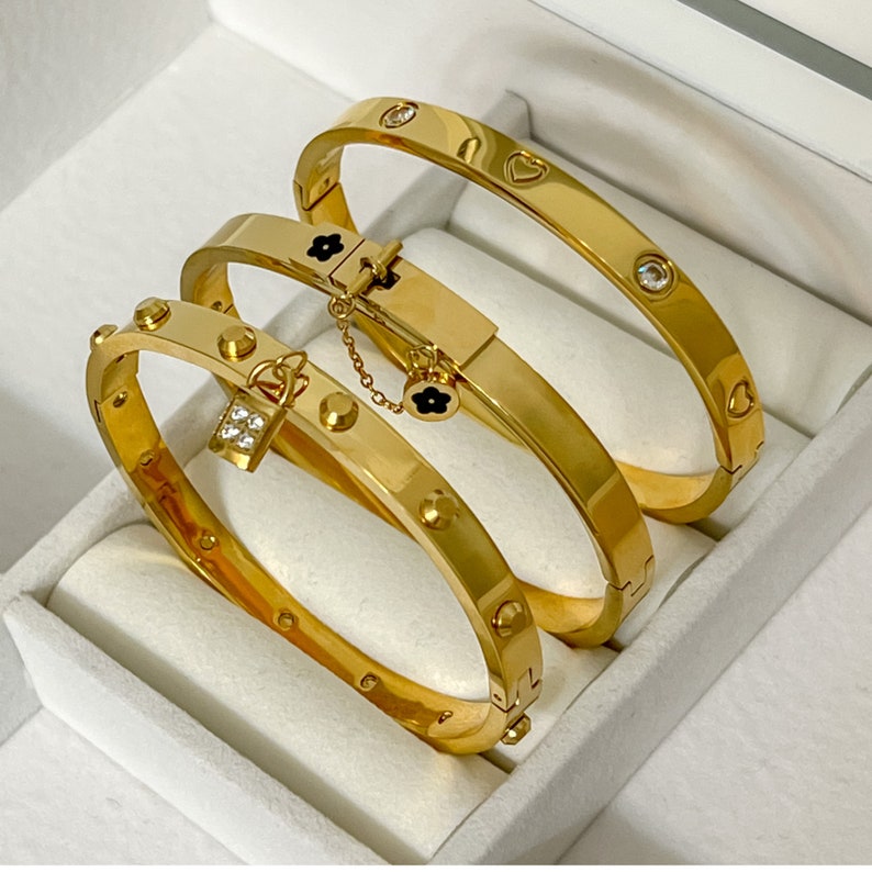 Stackable Bangles Gold Bangles With Charms for Girls Stackable - Etsy