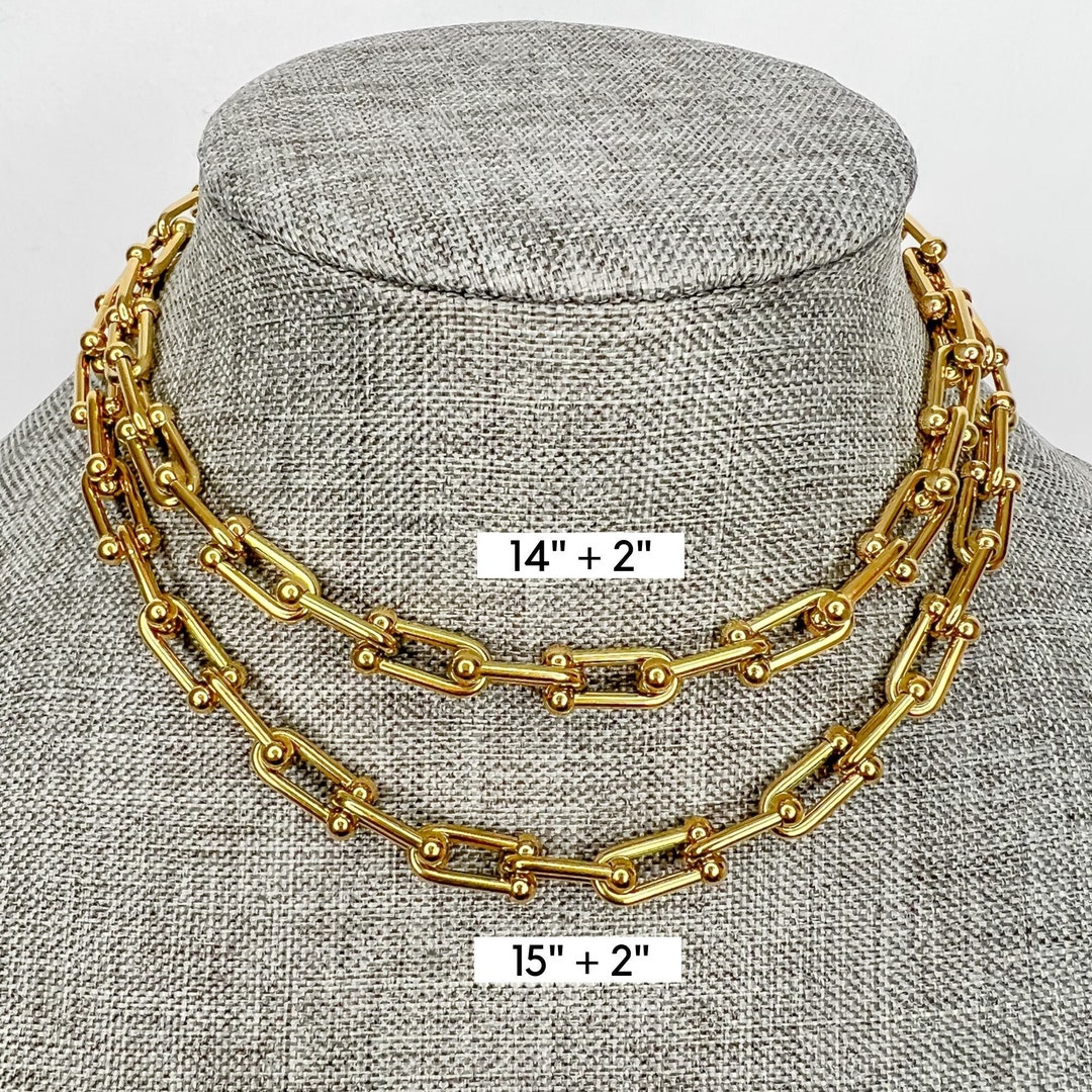 Gold Chunky Chain Necklace Thick Gold Chain Necklace Collar Choker Gold ...