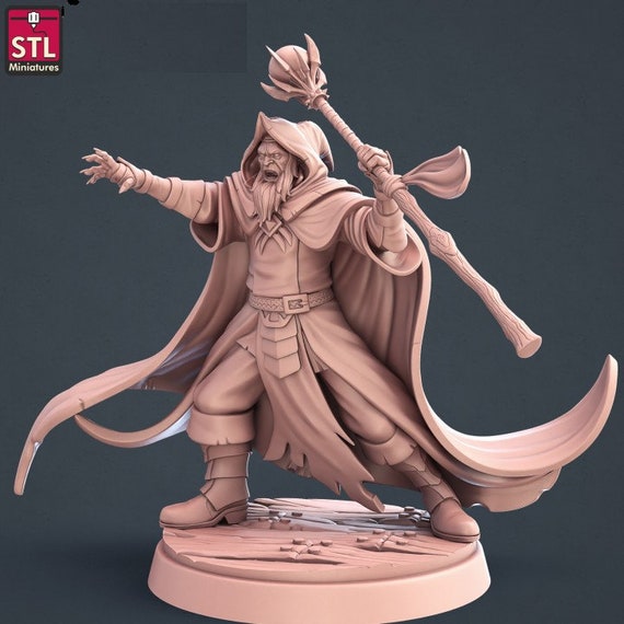 Wizard Miniaturemale/3d Printed/dark Wizard - Etsy
