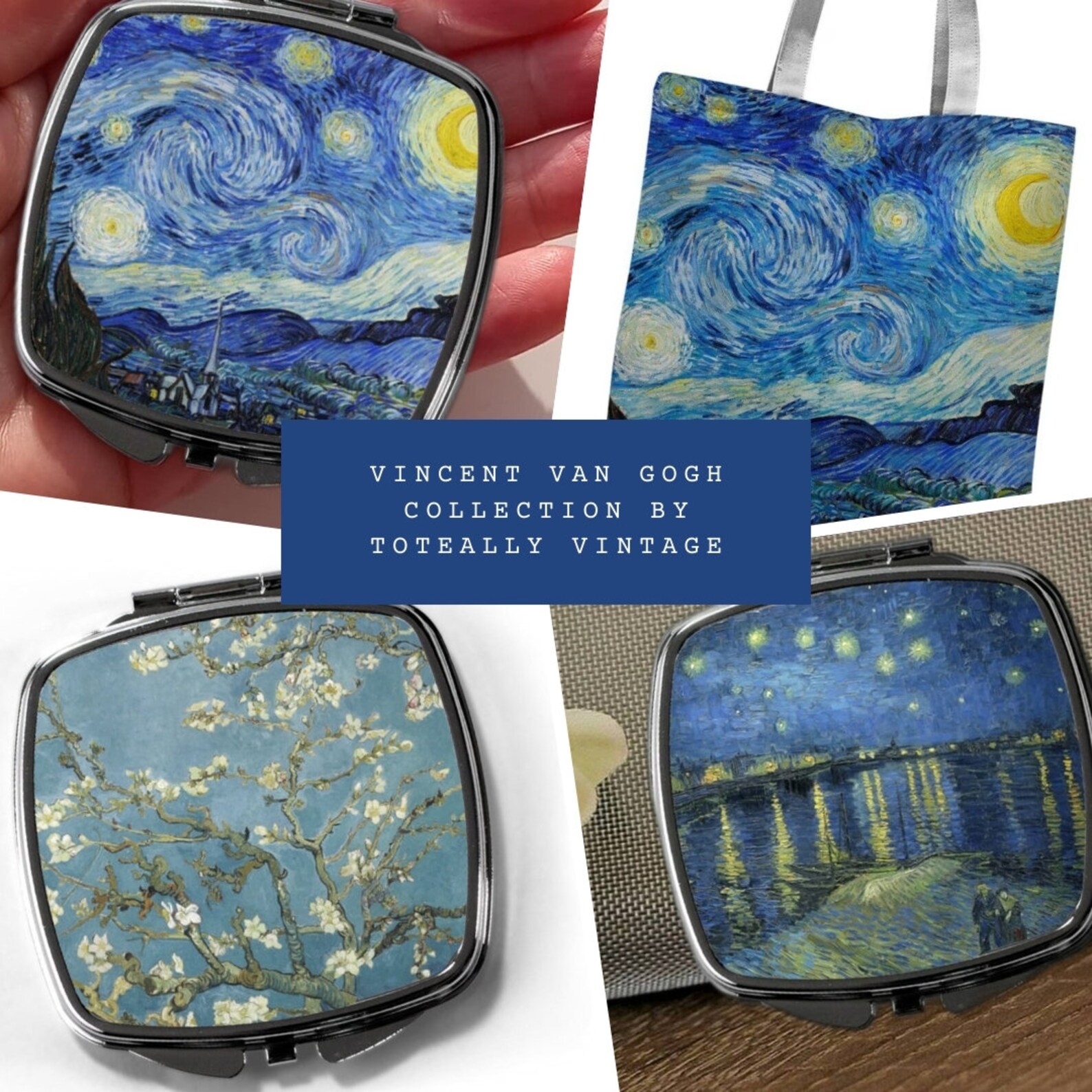 Van Gogh Starry Night Compact Mirror, Past Times Pocket Mirror, Makeup ...