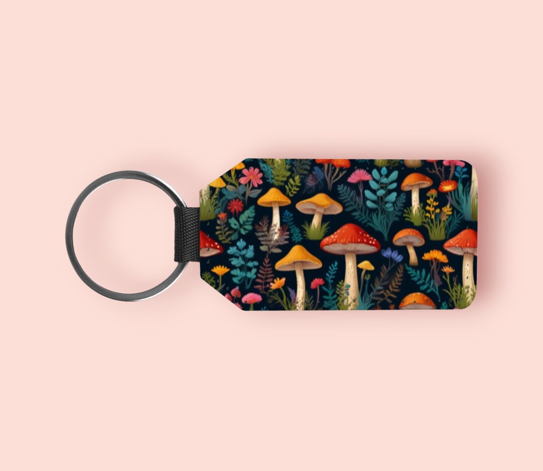 William Morris-inspired Mushroom Keyring, Botanical Art Keychain for ...