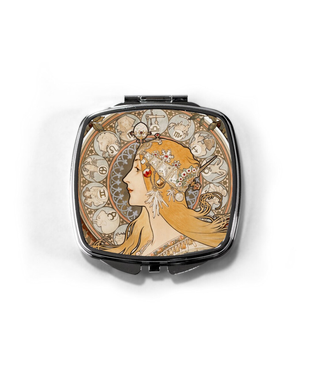 Vintage Alphonse Mucha Zodiac Compact Mirror, Past Times Pocket Mirror ...