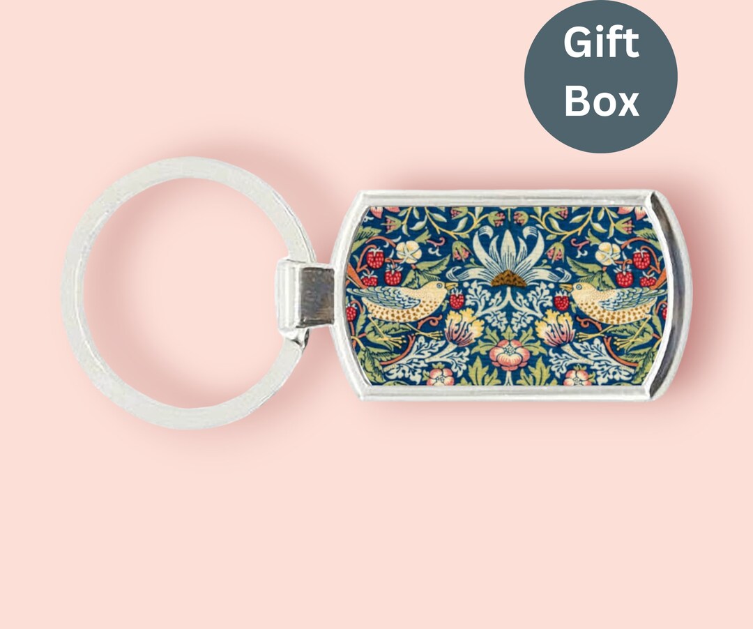 William Morris Strawberry Thief Keyring for Women, Vintage Keychain ...