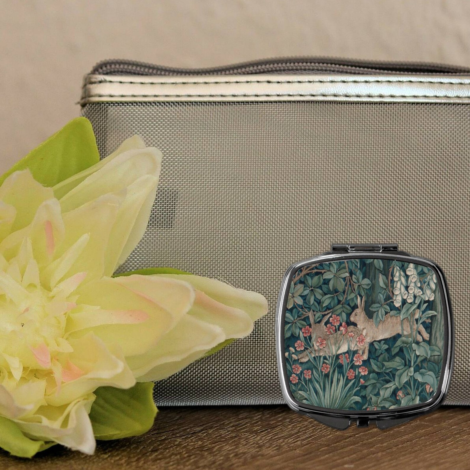 William Morris Rabbits Compact Mirror, Past Times Pocket Mirror, Makeup ...
