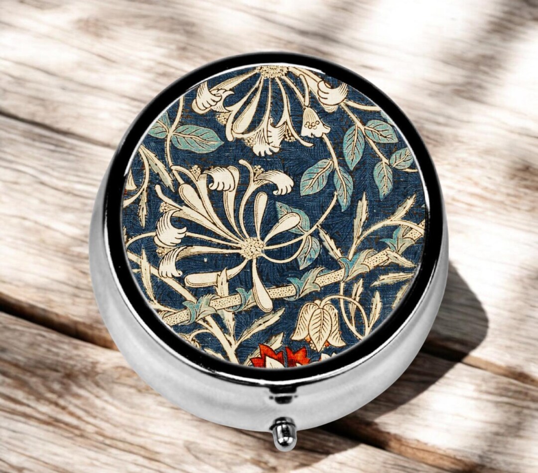 William Morris Pill Box With Mirror, Honeysuckle Vintage Pill Case for ...