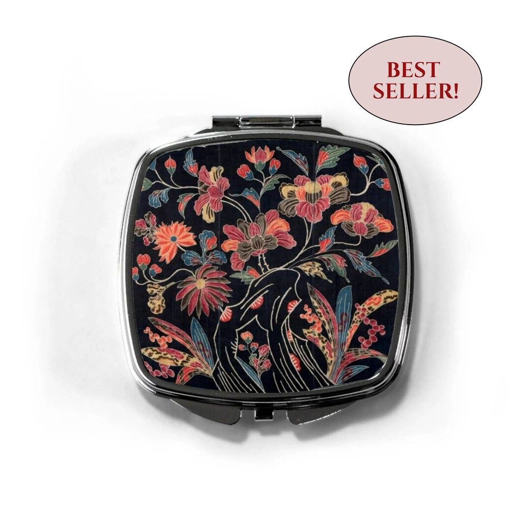 Japanese Art Vintage Compact Mirror, Floral Print, Past Times Pocket ...