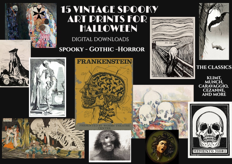 15 Spooky Vintage Posters for Halloween, DIGITAL DOWNLOAD. Gothic Wall ...