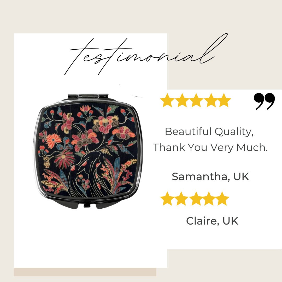 Japanese Art Vintage Compact Mirror, Floral Print, Past Times Pocket ...