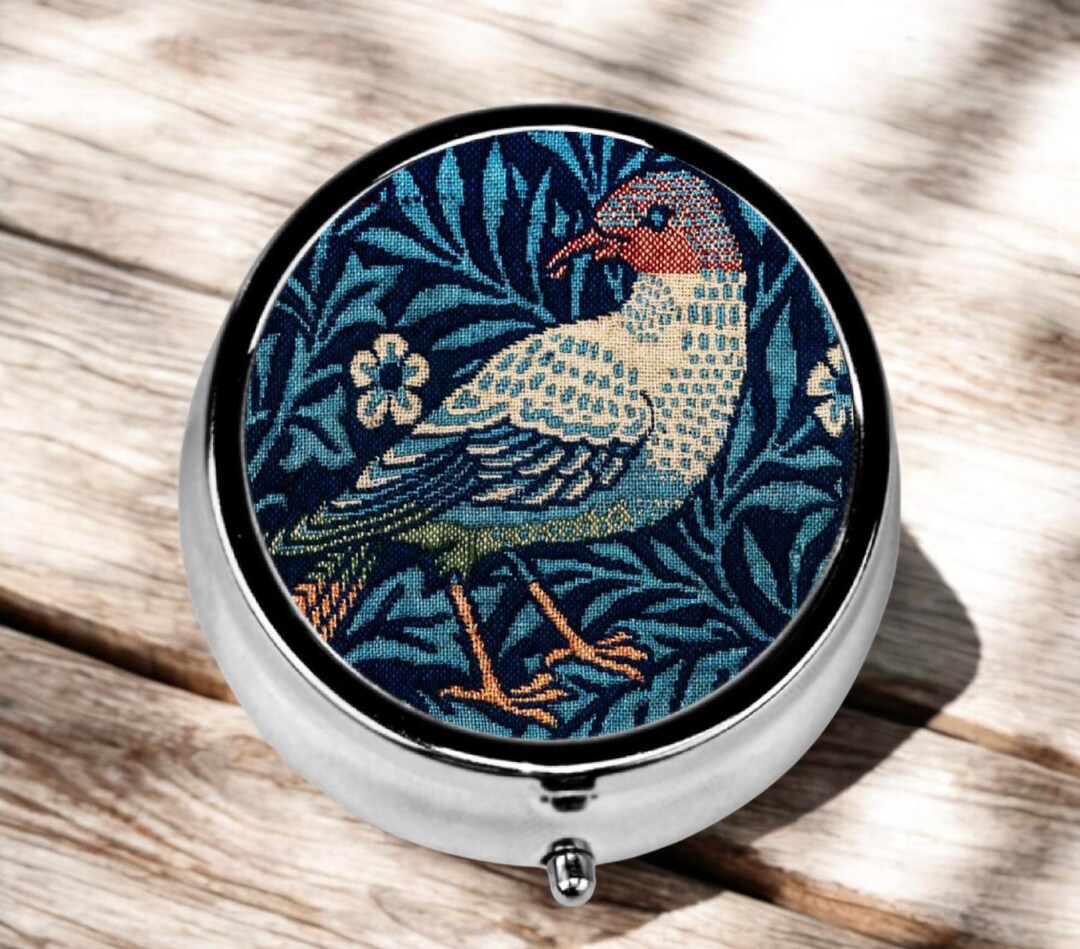 William Morris Pill Box With Mirror, Vintage Pill Case for Handbag ...