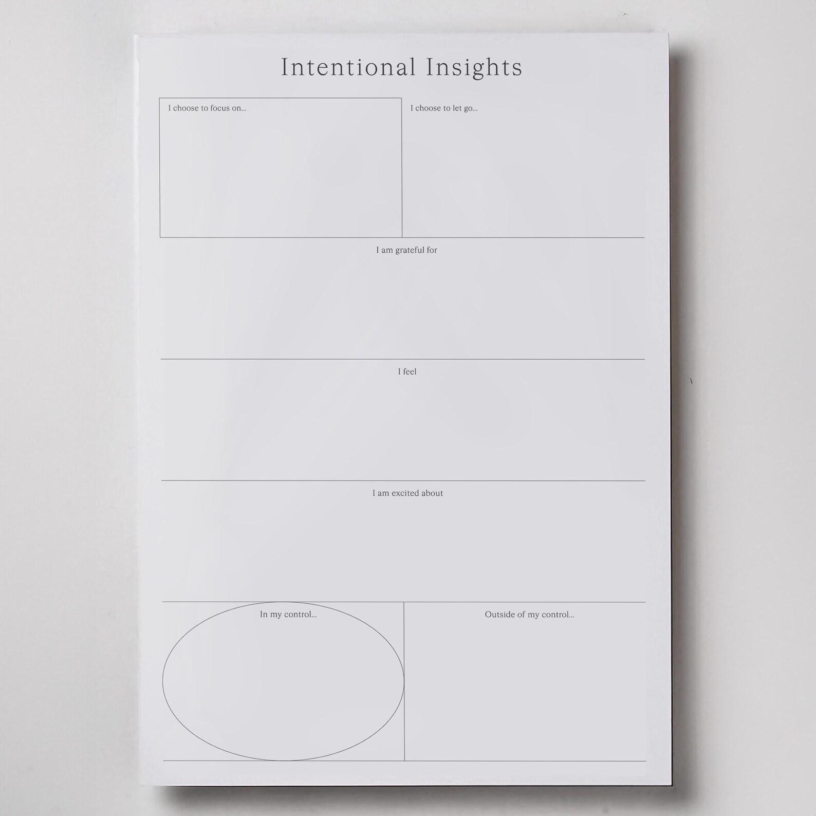 Intentional Insights (worksheet Intended for Self-discovery and ...