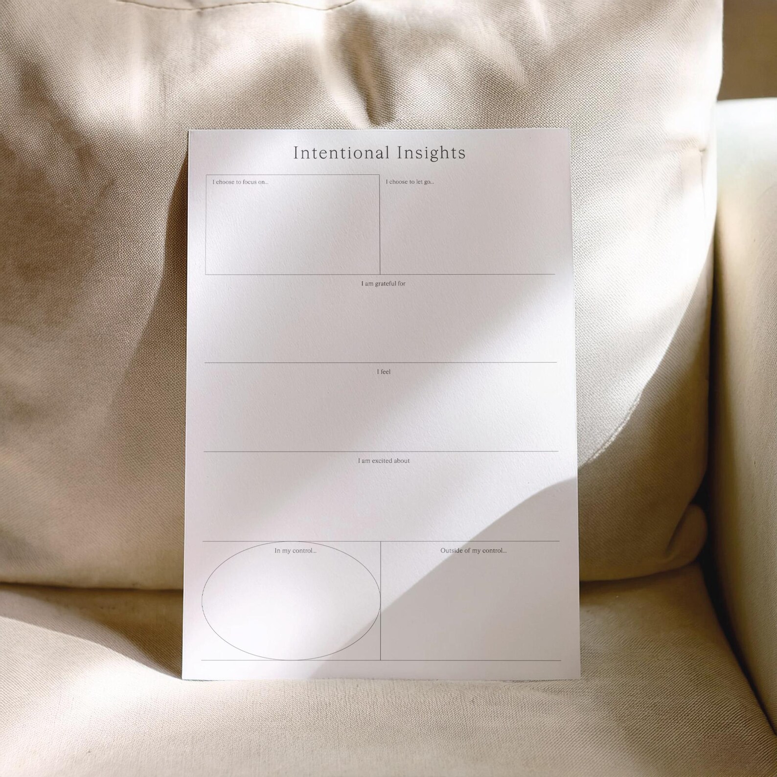 Intentional Insights (worksheet Intended for Self-discovery and ...