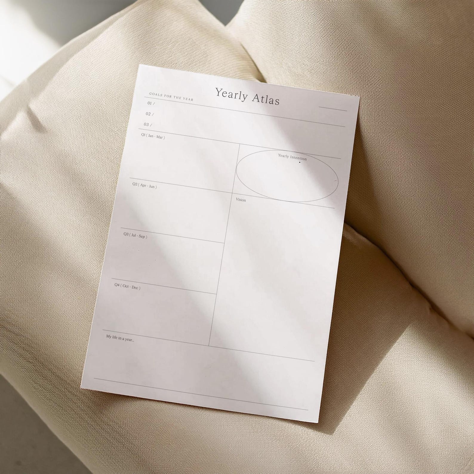 Yearly Atlas (worksheet Intended for Setting a Yearly Intentions and ...