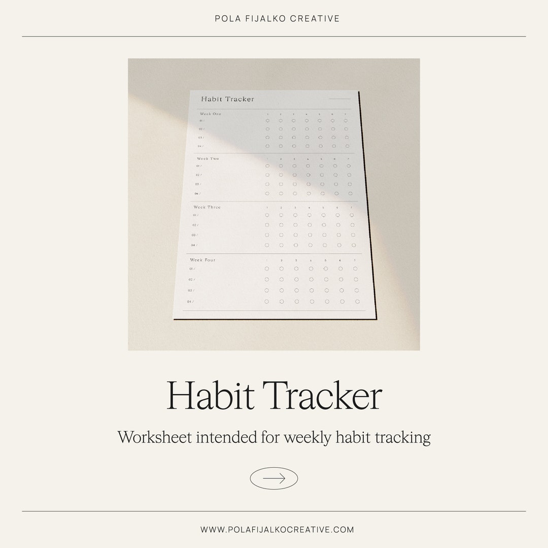Habit Tracker worksheet Intended for Weekly Habit Tracking - Etsy