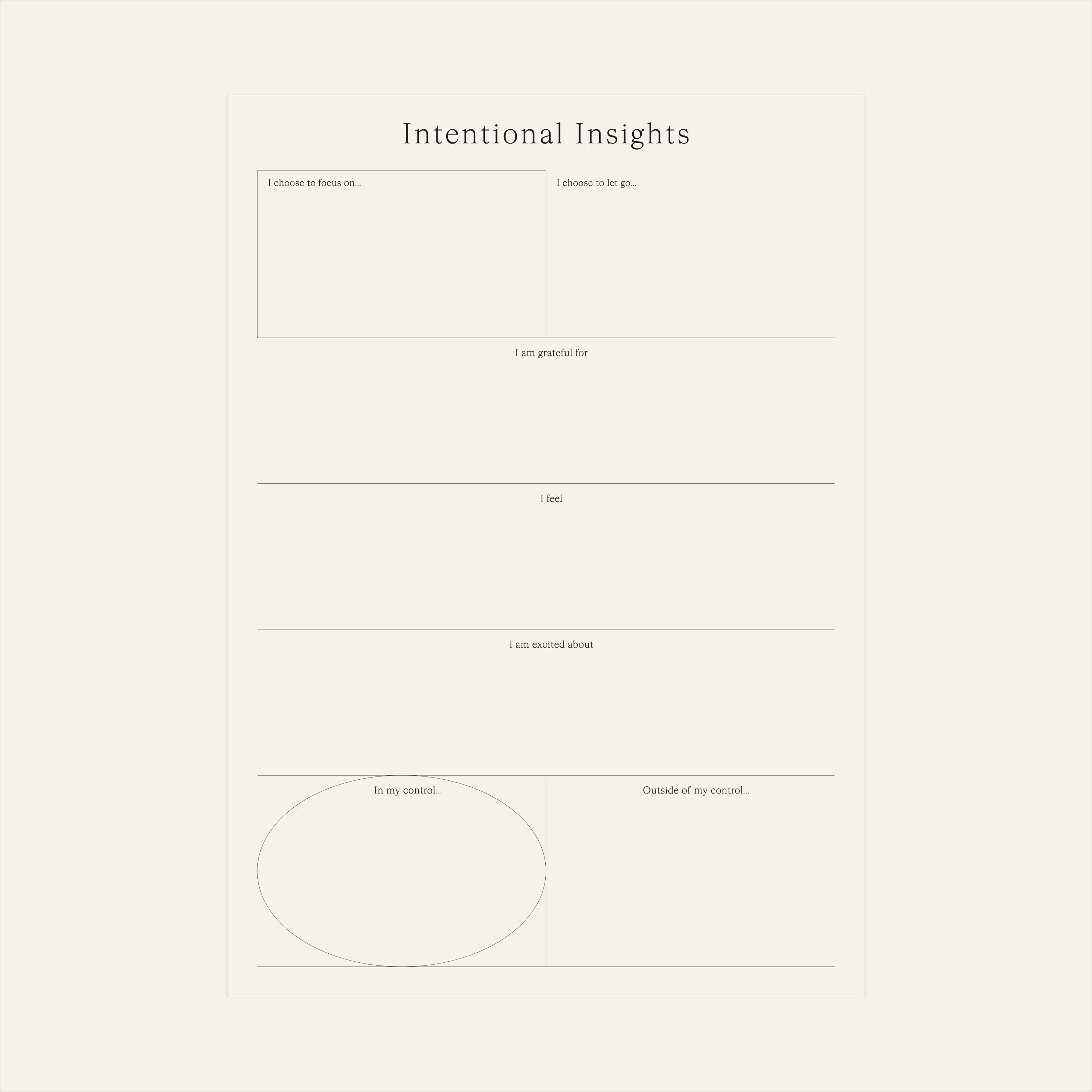 Intentional Insights (worksheet Intended for Self-discovery and ...