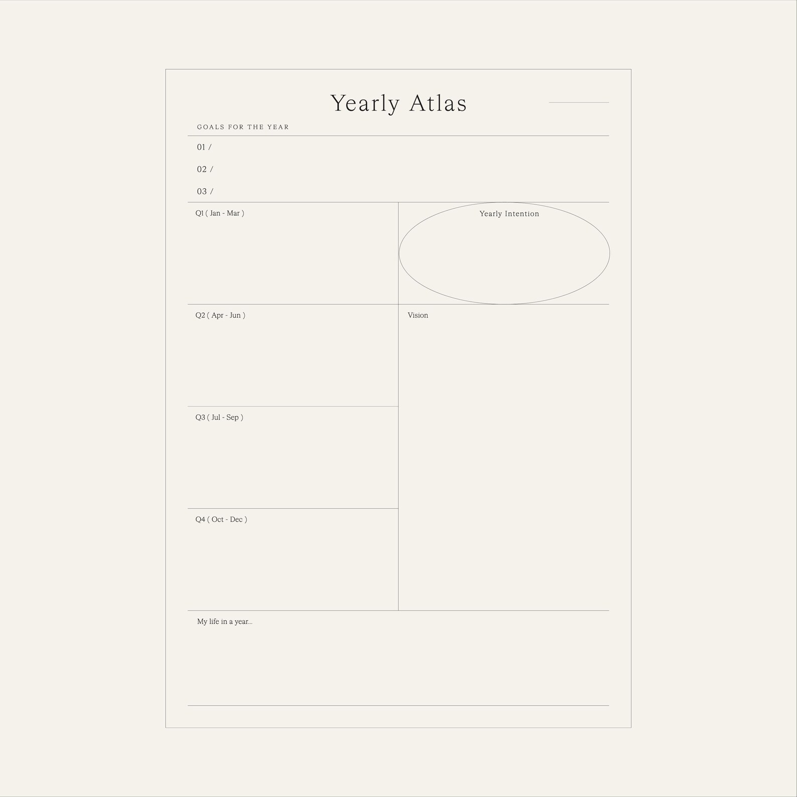 Yearly Atlas (worksheet Intended for Setting a Yearly Intentions and ...