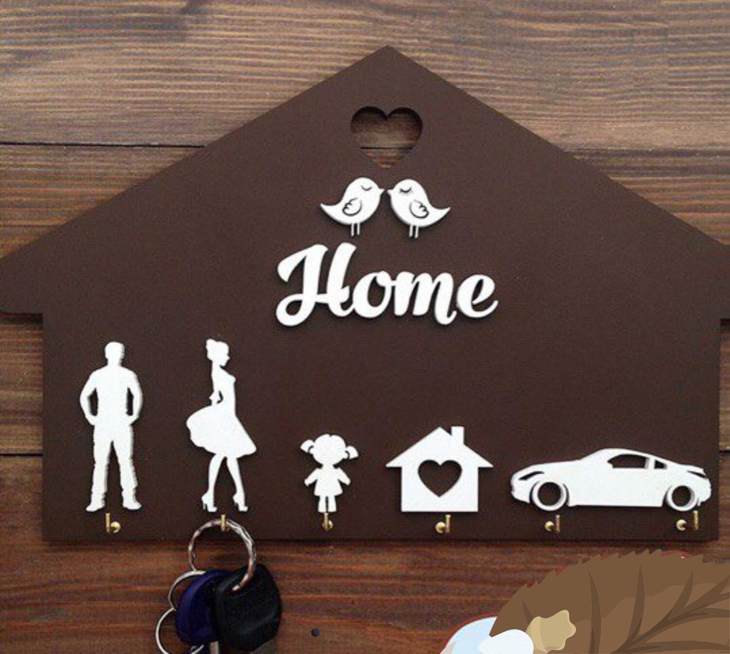 Laser Cut Home Shaped Wooden Key Holder Key Hanger CDR File Instant ...