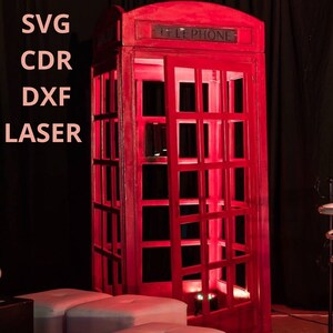 Red British Phone Box Laser Cut Plans London Phone Booth London Phone ...