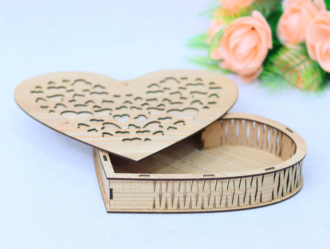 Laser Cut Wooden Heart Box 3mm Instant Download Cdr File Dxf Svg Heart ...