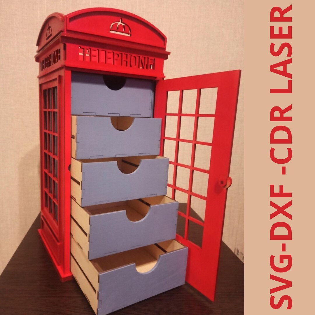 Laser Cut British Phone Booth Cabinet Red British Phone Box Laser Svg ...