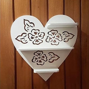Laser Cut Heart Shaped Gift Holder Decorative Display Wall Shelf ...
