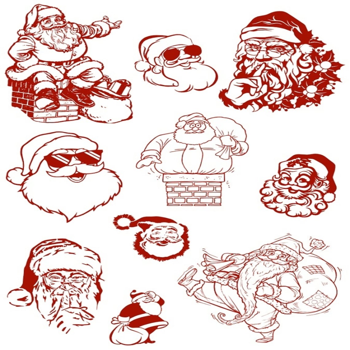 Santa Claus Bundle SVG Santa Svg Santa Claus Face Svg Santa - Etsy