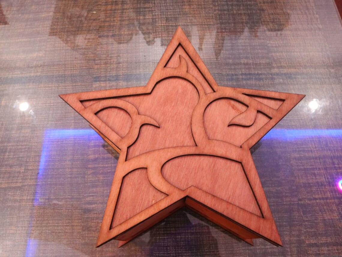 Laser Cut Star Wood Box 3mm Laser Cut Wooden Star Box Svg Template ...