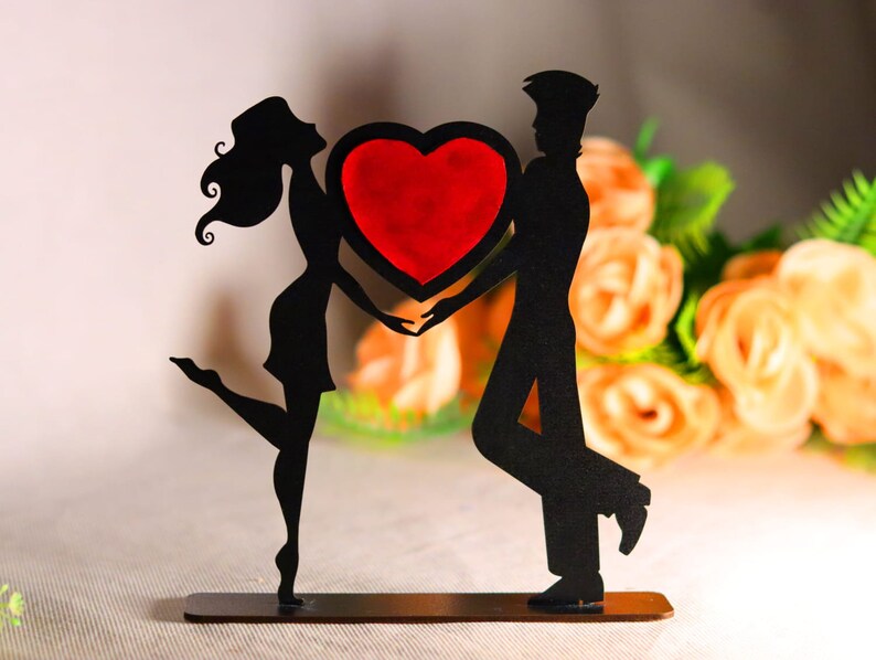 Laser Cut Romantic Love Couple Standing Valentine Day Decor Laser Dxf ...